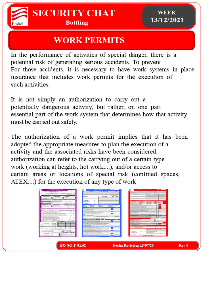 Safety Talk 12-13 - Work Permits | PDF