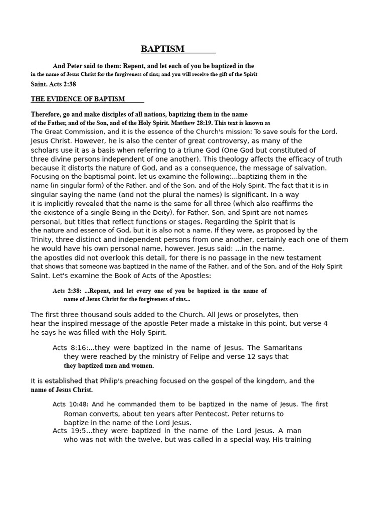 Importance of Jesus' Name in Baptism | PDF | Baptism | Paul The Apostle