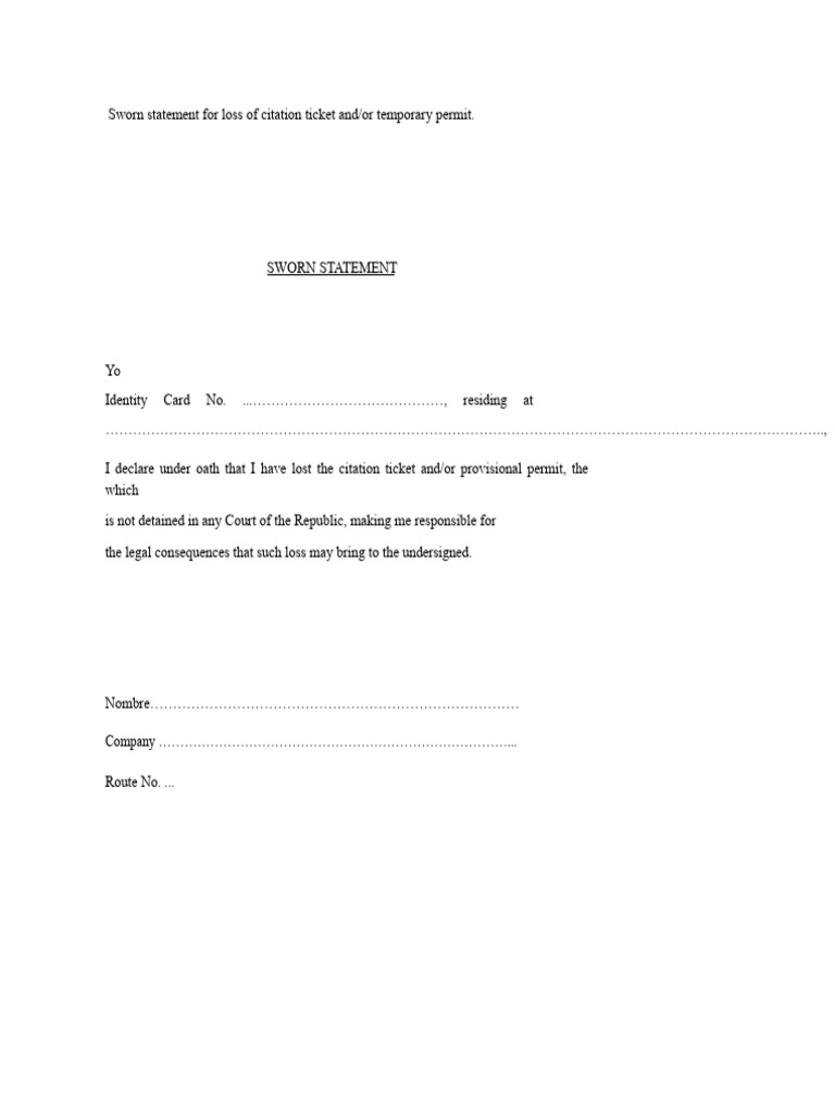 Sworn Declaration for Lost Citation | PDF
