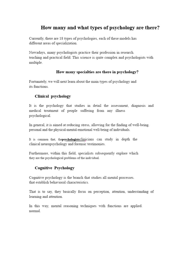 How many and what are the types of psychology? | PDF | Psychology ...