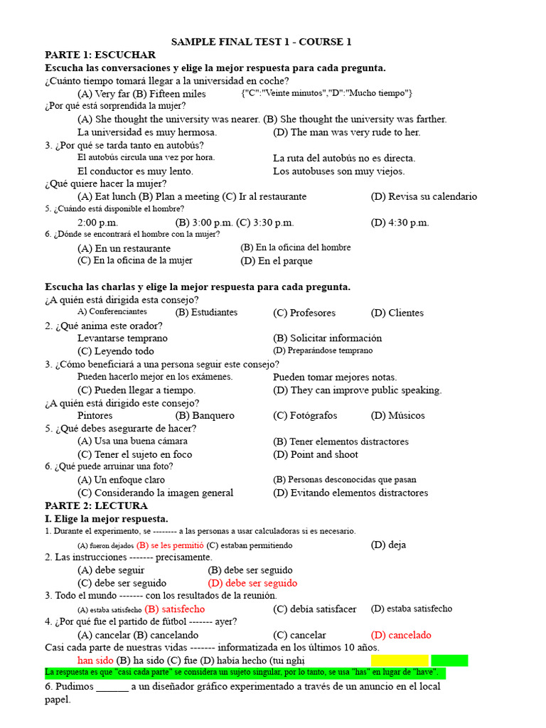 Muestra Final Prueba 1 Curso 1 | PDF