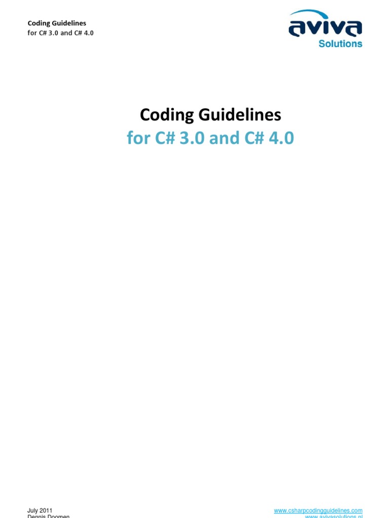 AvSol Coding Guidelines For CSharp 3.0 and 4.0 | PDF