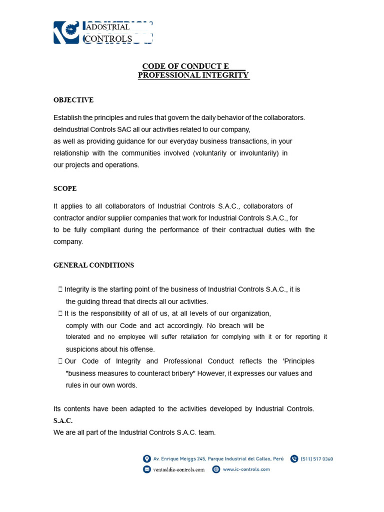 Code of Conduct | PDF | Employment | Integrity