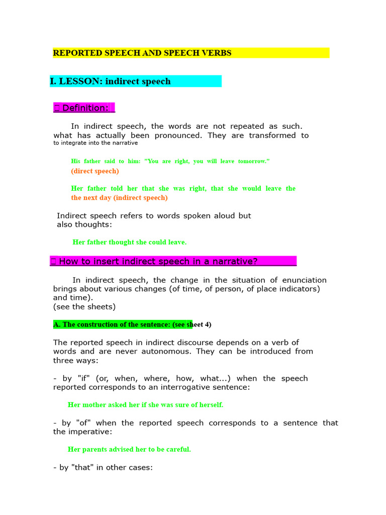 Indirect Speech and Speech Verbs Guide | PDF | Semantics | Semantic Units