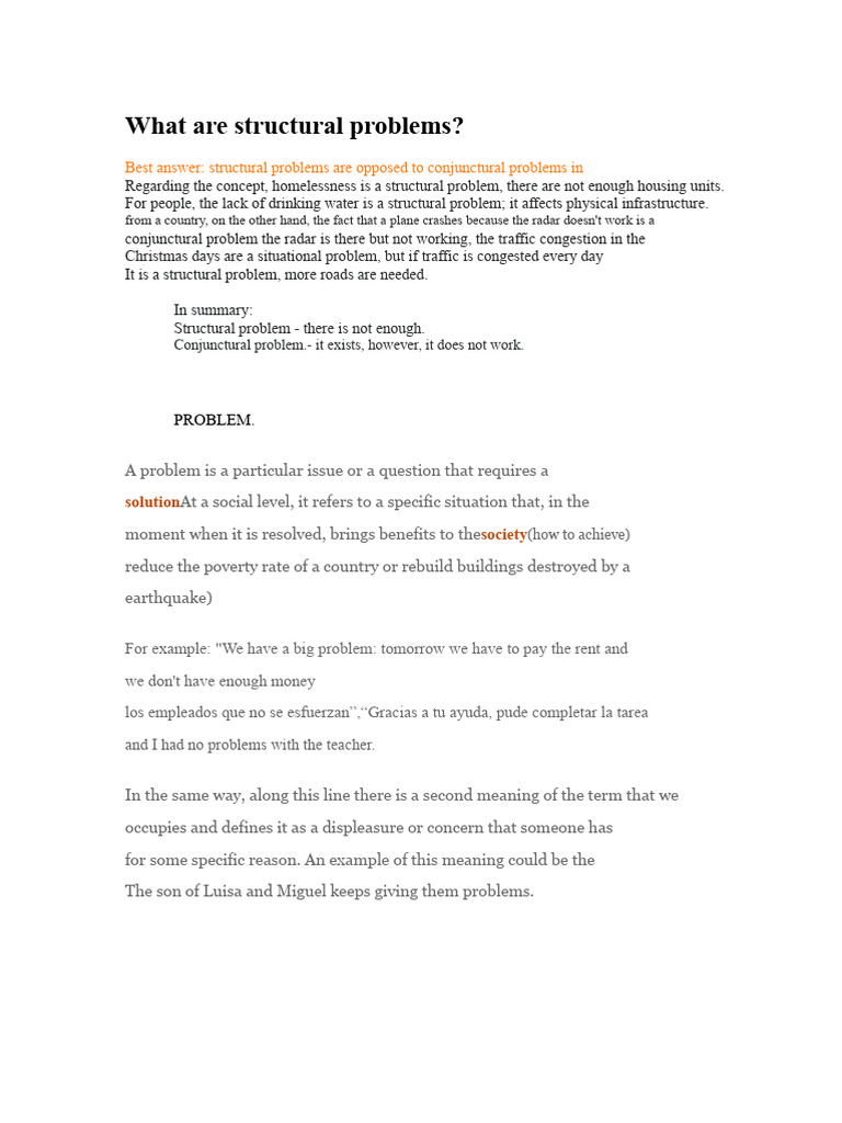 Understanding Structural Problems Explained | PDF | Knowledge | Poverty