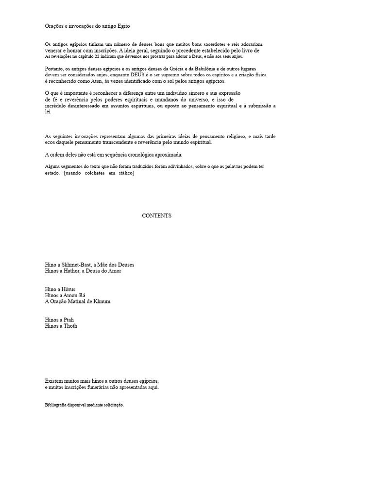 Orações e invocações do Antigo Egito.doc | PDF | Oração | Hórus