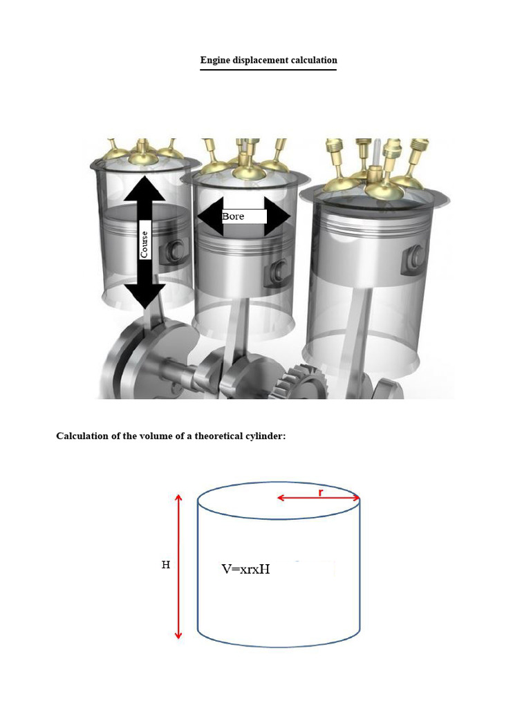 Engine Displacement Calculation Guide | PDF | Engines | Volume