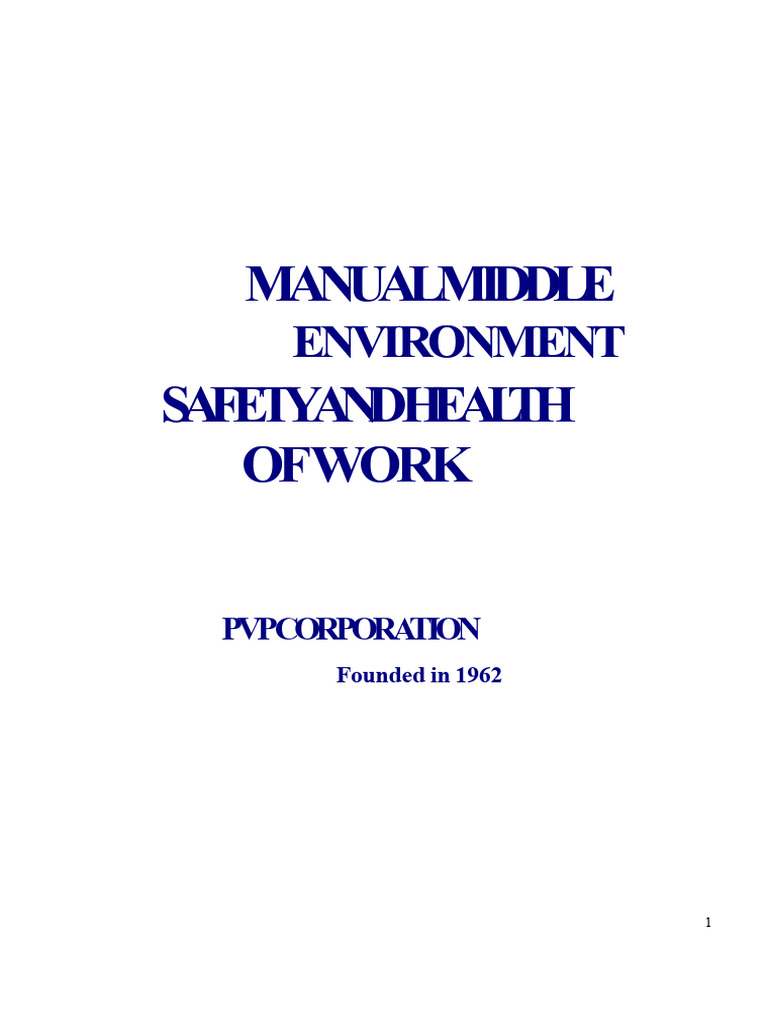PVP Corporation Health & Safety Manual | PDF | Occupational Safety And ...