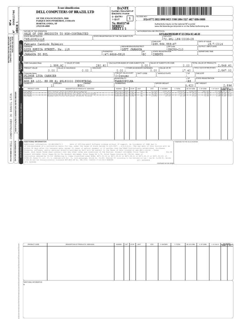 Dell Invoice 15-07-14 | PDF | Invoice
