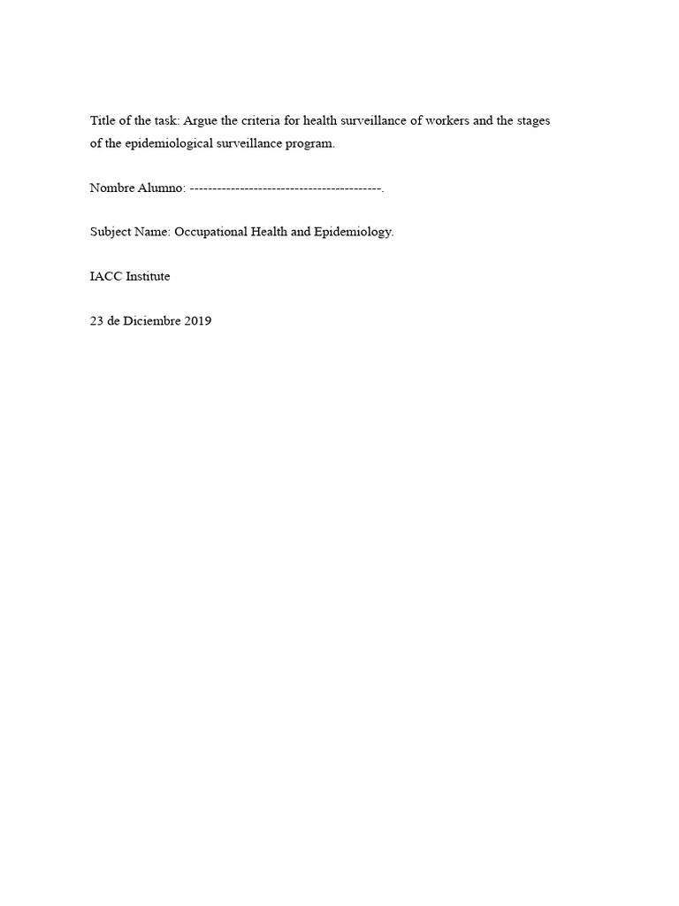 Task Week 7 Occupational Health and Epidemiology | PDF | Medical ...