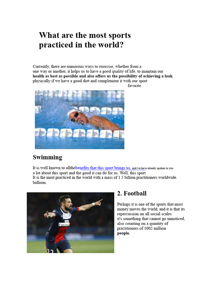What Are the Most Practiced Sports in the World | PDF | Sports ...