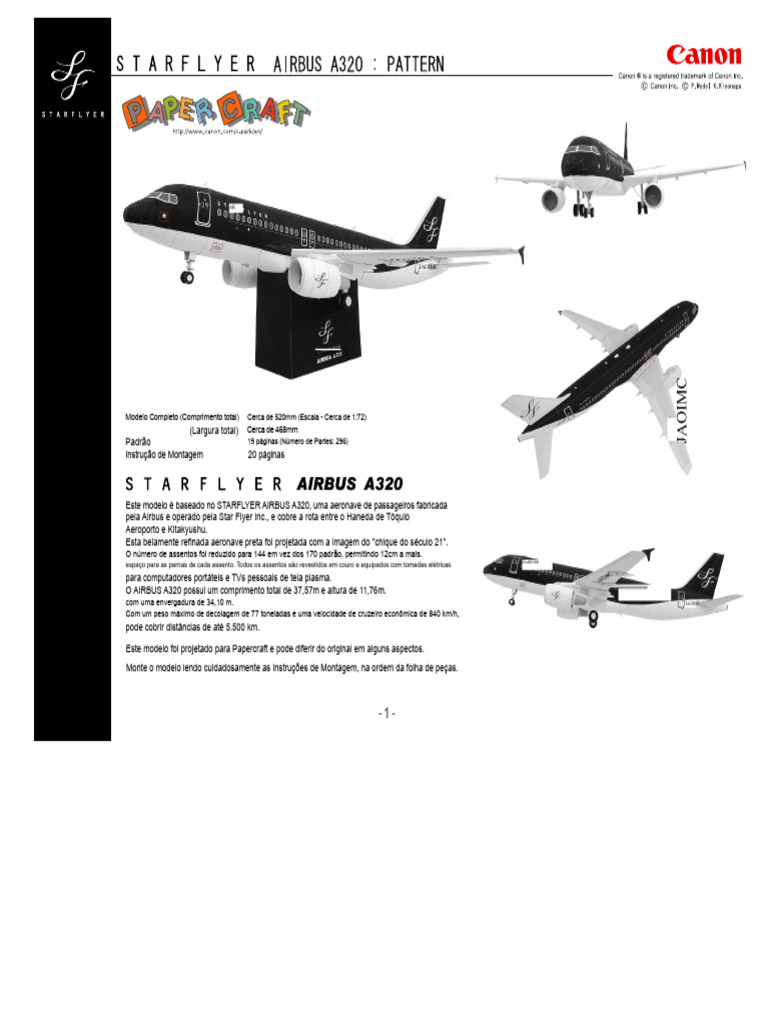 Modelo Papercraft Airbus A320 Starflyer | PDF | Airbus | Aviação