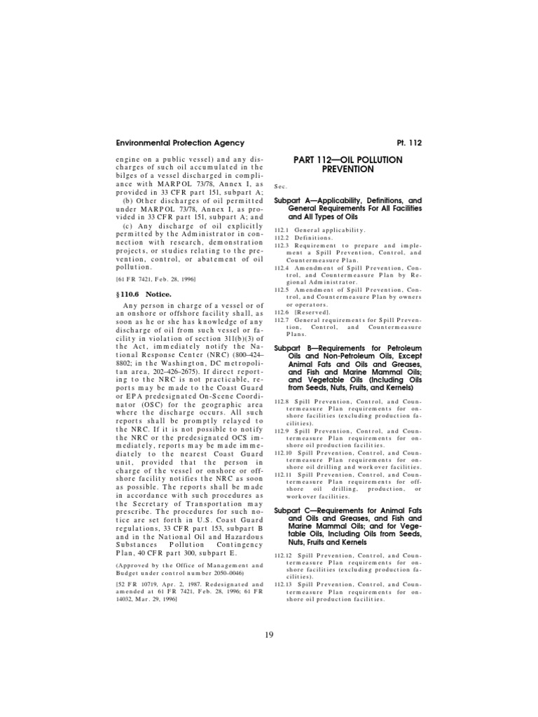 40 CFR 112 Spill | PDF | Oil Spill | Offshore Drilling