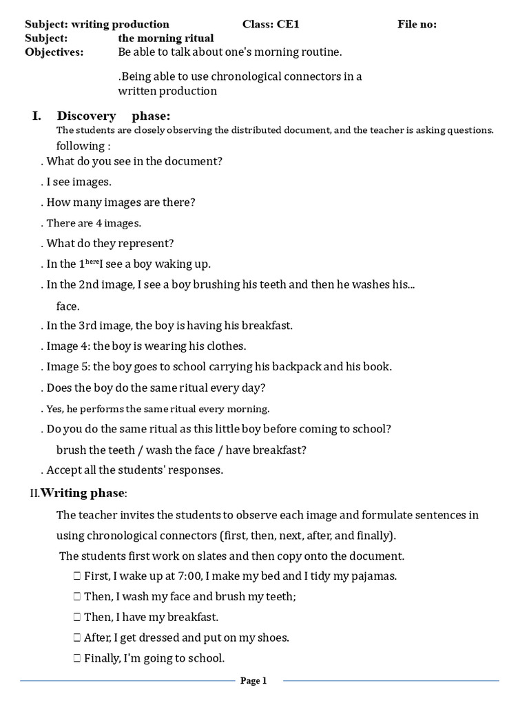 production of the morning ritual writing | PDF