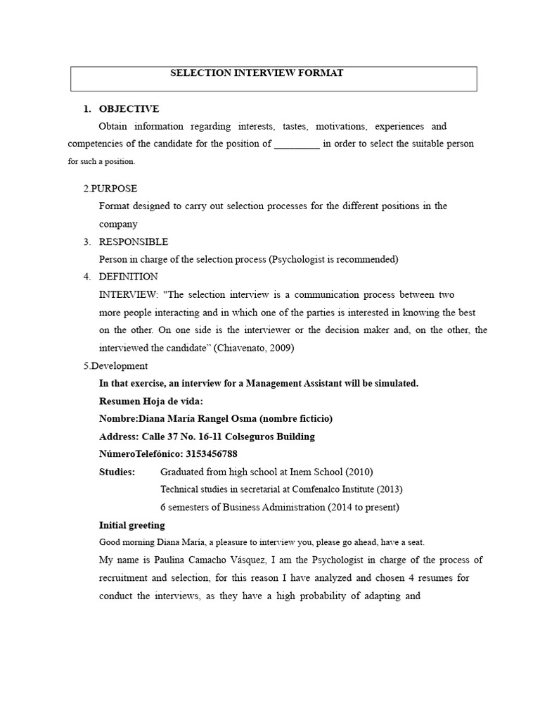 Selection Interview Format Forum | PDF | Psychological Concepts ...