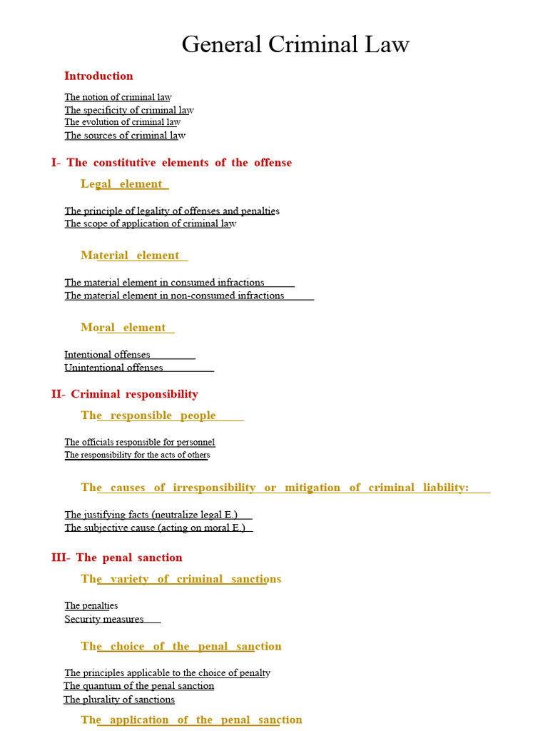 Overview of General Criminal Law Principles | PDF | Crimes | Crime ...