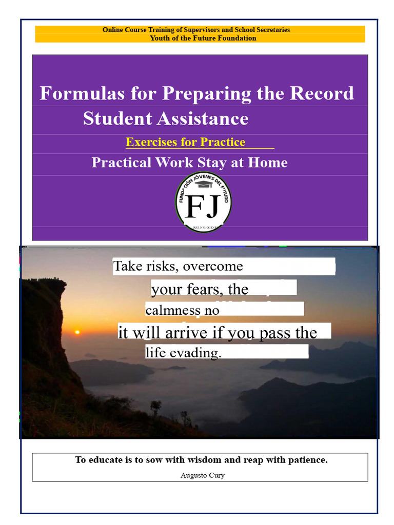 FORMULAS TO PREPARE THE STUDENT ATTENDANCE REGISTER | PDF