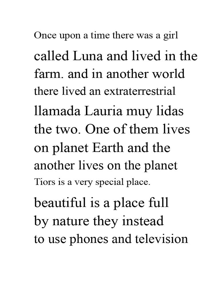 Once upon a time, there was a girl named Luna who lived on a farm. | PDF
