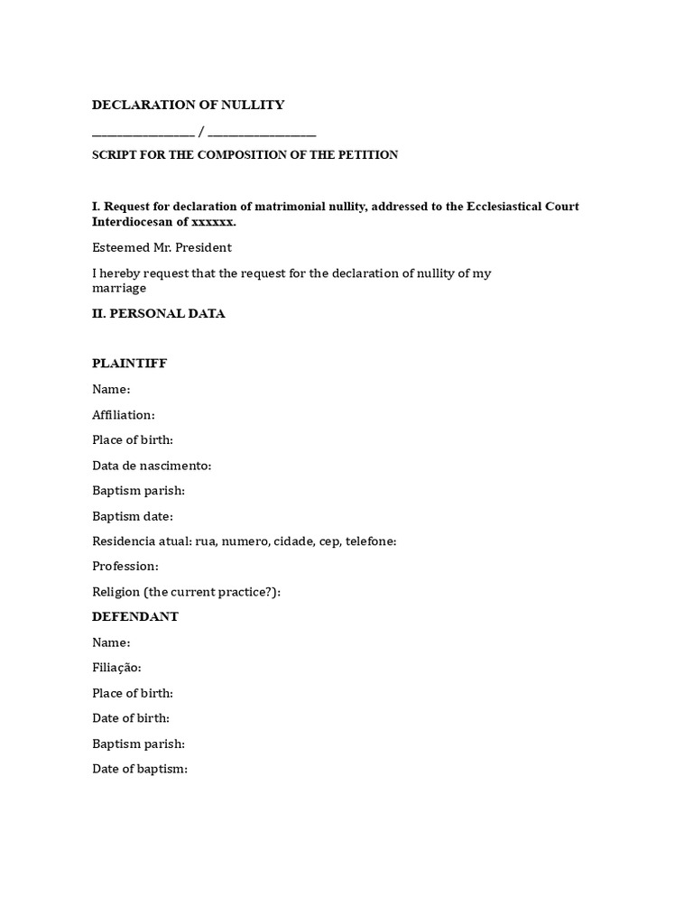 model-petition-annulment-of-religious-marriage | PDF | Annulment | Marriage