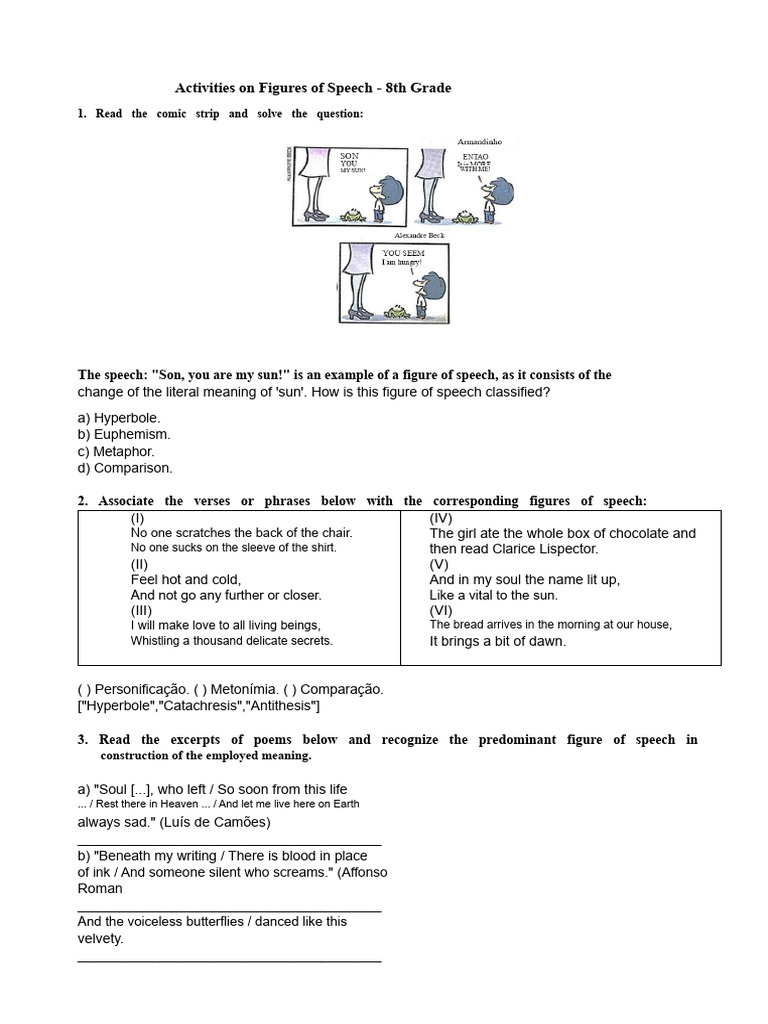 figures of speech 8th grade | PDF | Rhetorical Techniques | Figures Of ...