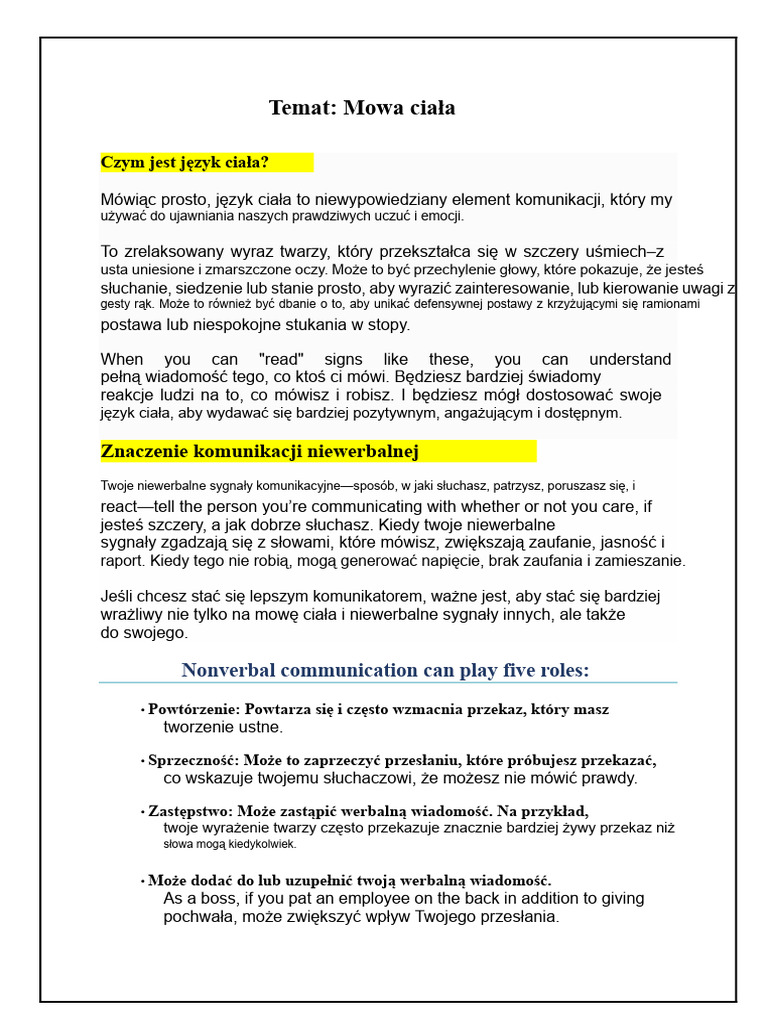 Mowa ciała | PDF