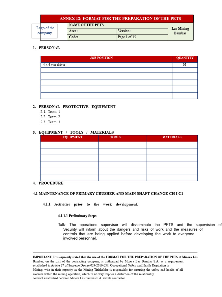 ANNEX 12 PETS_2021_Format Example | PDF | Welding | Construction
