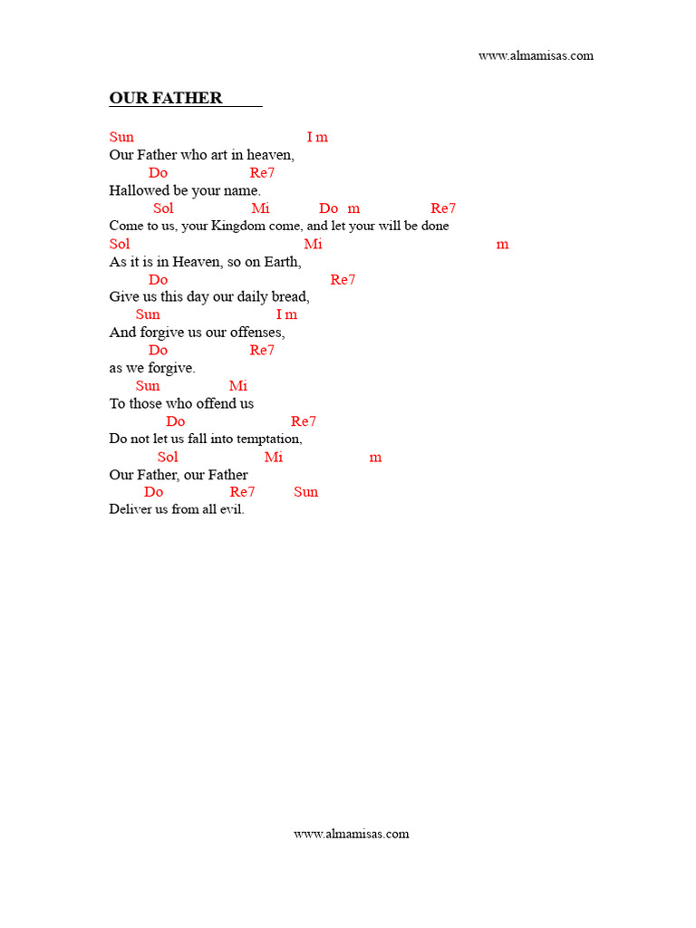 Our Father Prayer Lyrics and Chords | PDF
