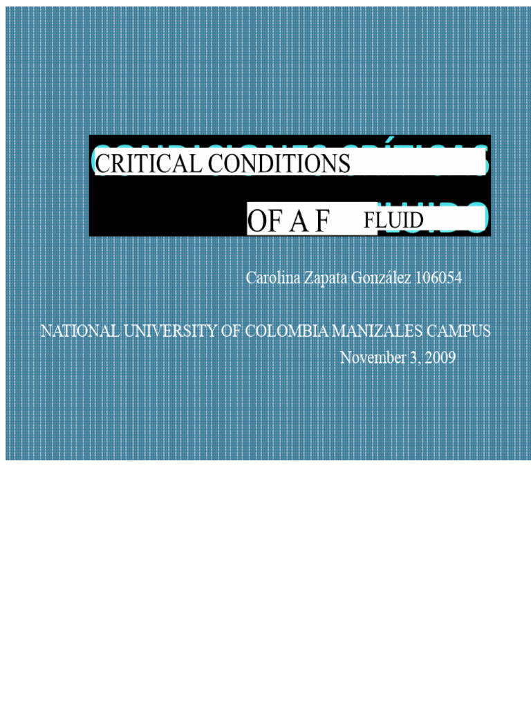 Critical Fluid Conditions Explained | PDF | Mechanical Engineering ...