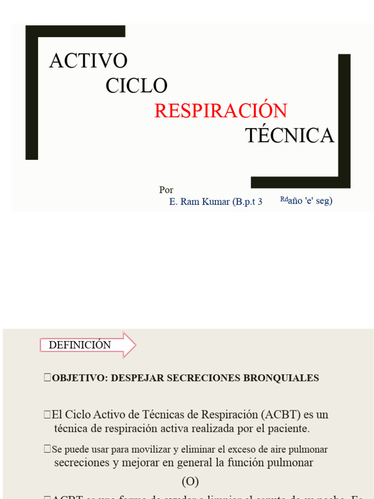 Técnicas de Respiración Activa ACBT | PDF | Tos | Sistema respiratorio