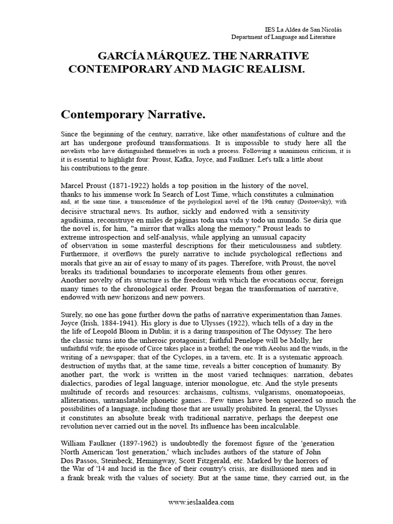 García Márquez: Magic Realism in Literature | PDF | Latin American ...