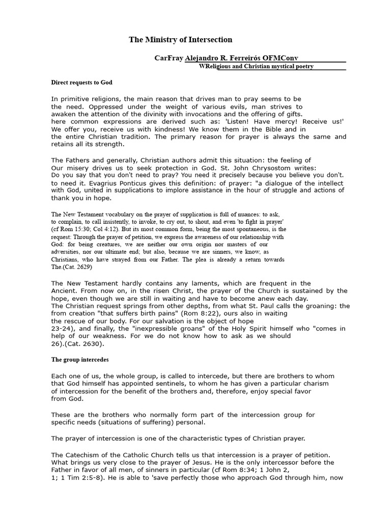 The ministry of intercession | PDF | Intercession | Prayer