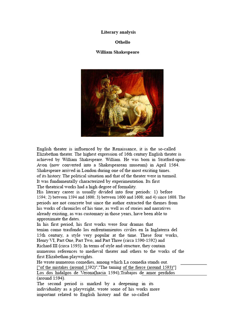 Literary Analysis of Othello by William Shakespeare | PDF | Othello | Iago
