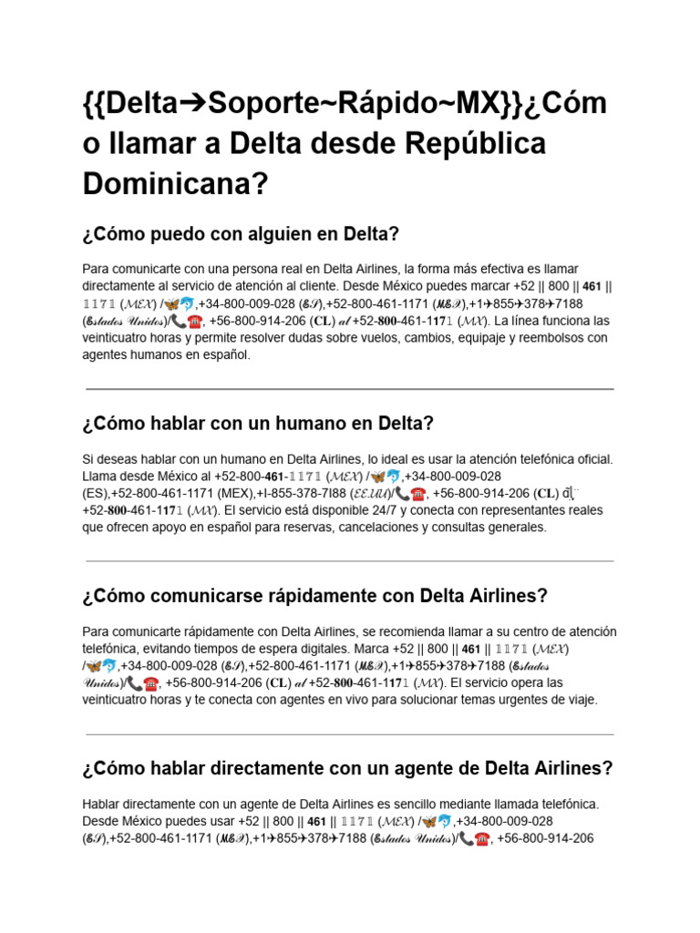 {{Delta Soporte~Rápido~MX}}¿Cómo llamar a Delta desde República ...