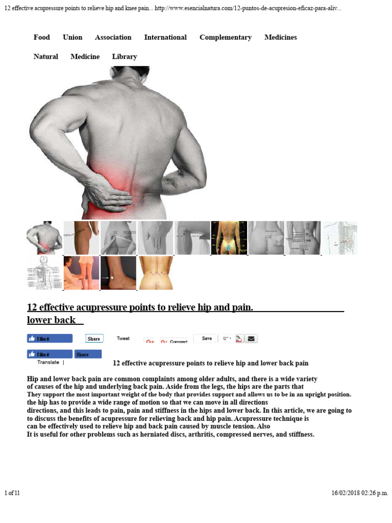 12 Acupressure Points for Hip Pain Relief | PDF | Back Pain | Acupressure