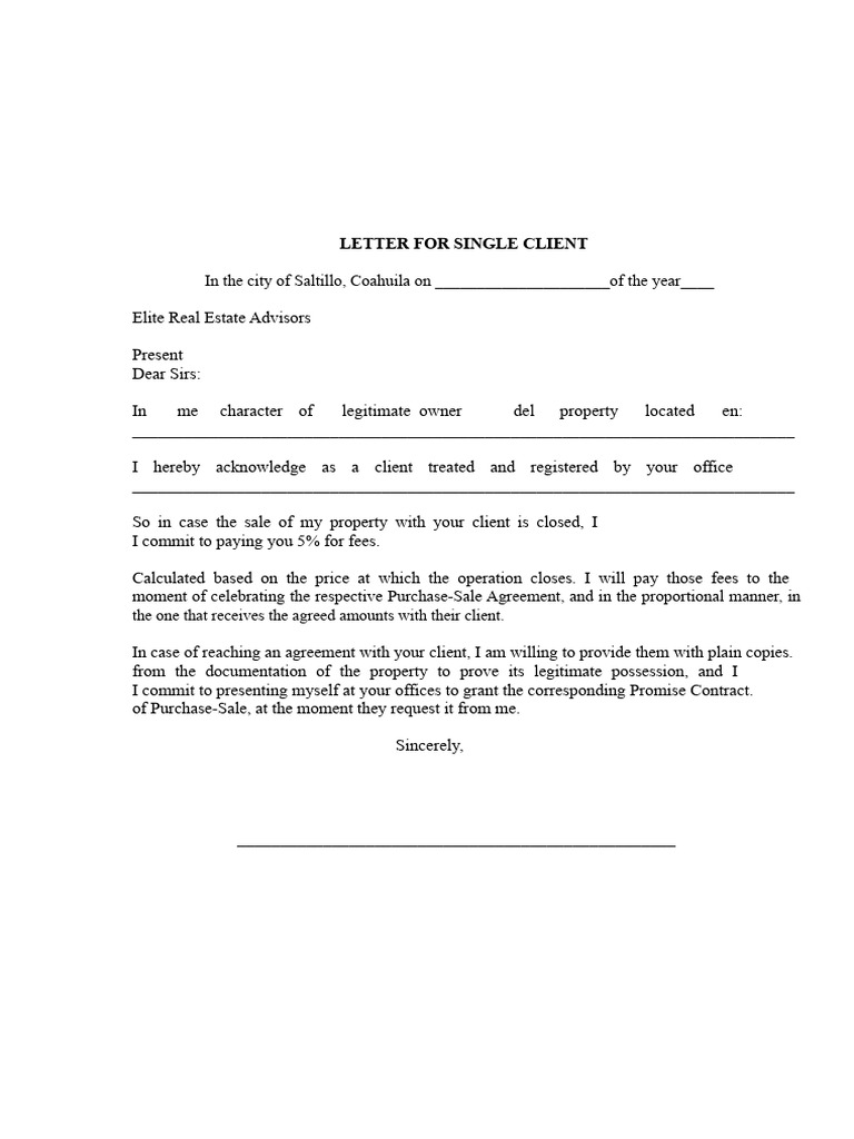 LETTER FOR UNIQUE CLIENT | PDF