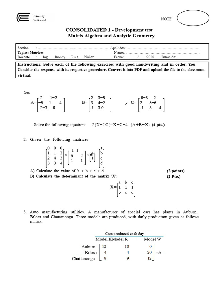 CONSOLIDATED 1 - DEVELOPMENT TEST.docx | PDF | Matrix (Mathematics ...