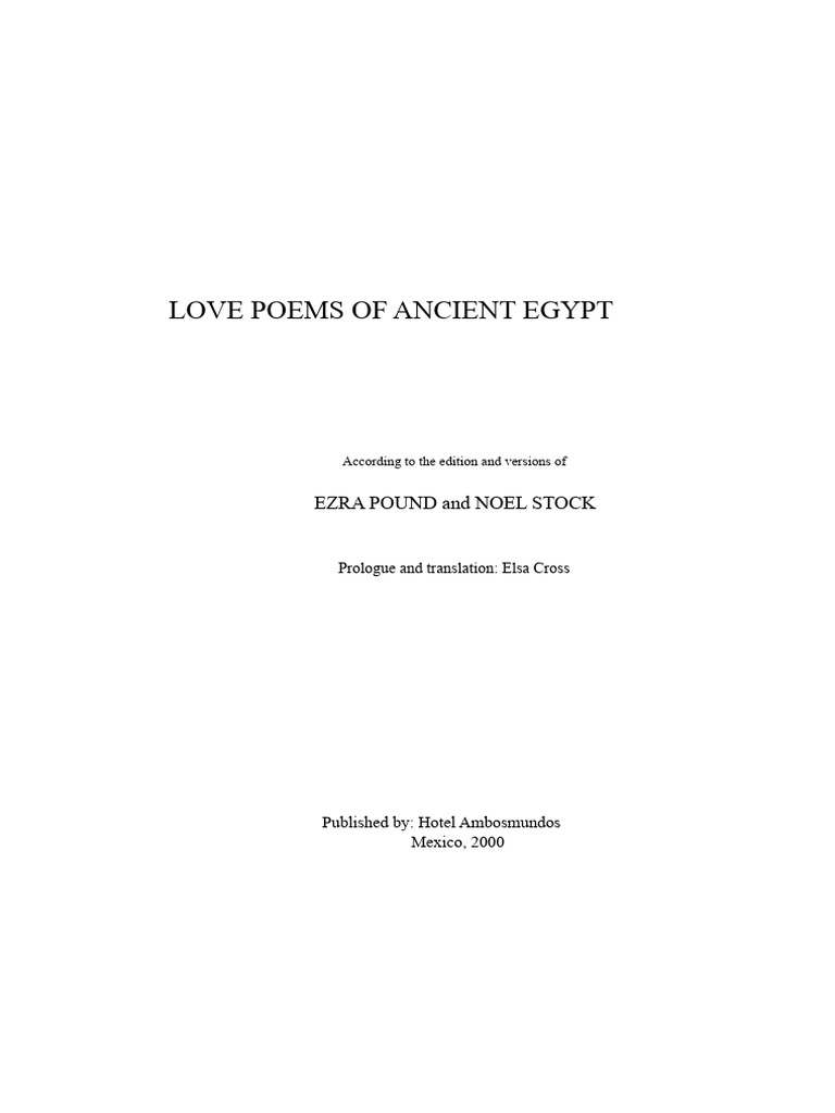 Love Poems from Ancient Egypt | PDF | Eighteenth Dynasty Of Egypt ...
