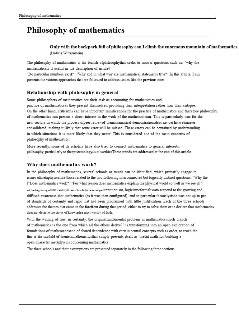 Exploring the Philosophy of Mathematics | PDF | Mathematics | Axiom