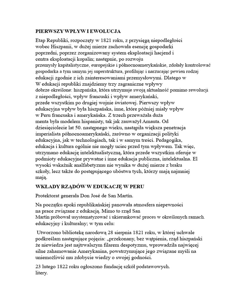 Edukacja w czasach republikańskich | PDF