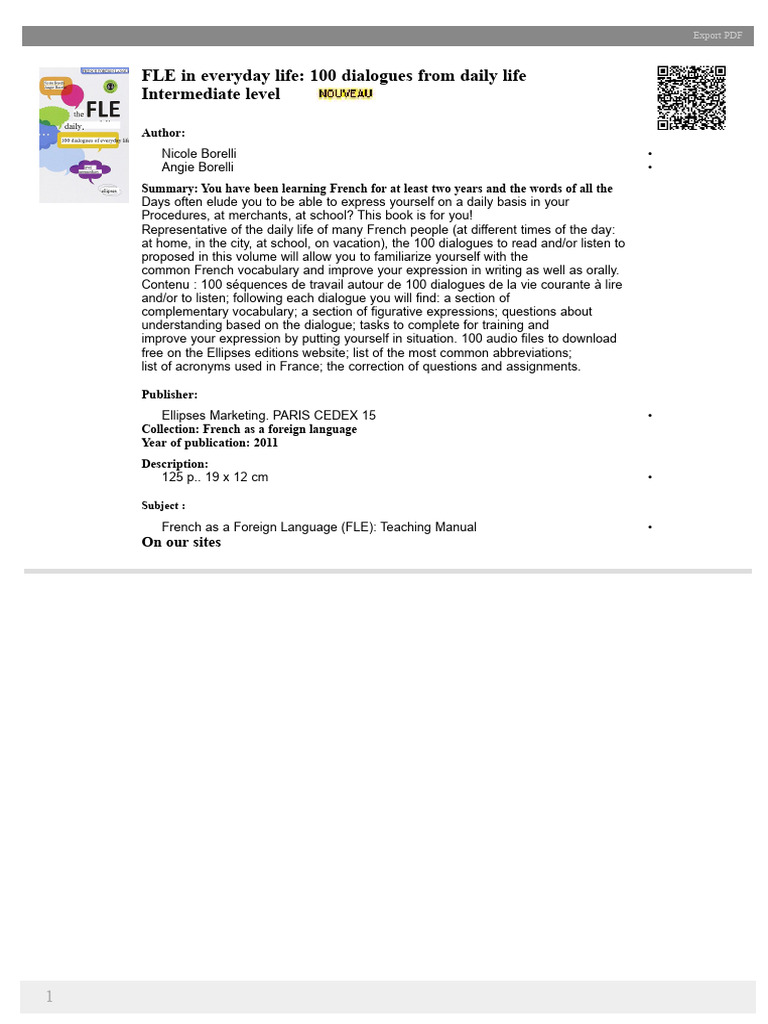 100 Daily French Dialogues for FLE | PDF