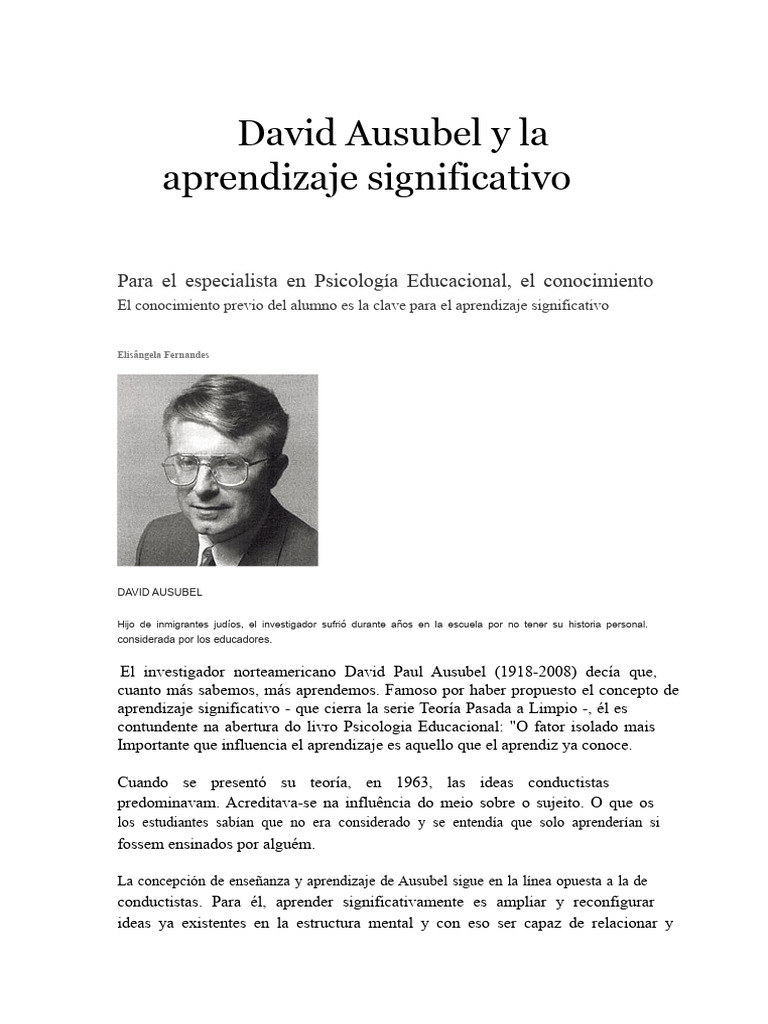 David Ausubel y El Aprendizaje Significativo | PDF | Aprendizaje ...