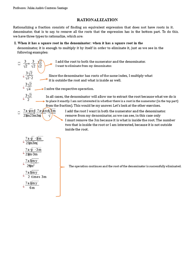 4 - Rationalization with solved exercises..docx | PDF | Square Root ...