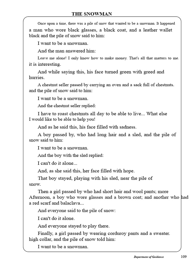 How a Pile of Snow Became a Snowman | PDF