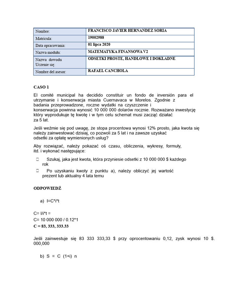 procent prosty_dokładny_comercyjny | PDF