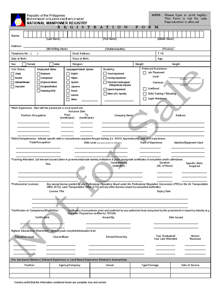 Dole Form | PDF | Electrician | Disability