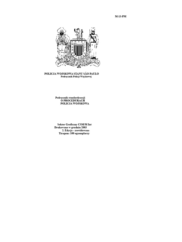 M 13 PM Manual Standardyzacji Procedur Policji Militarnej PDF | PDF