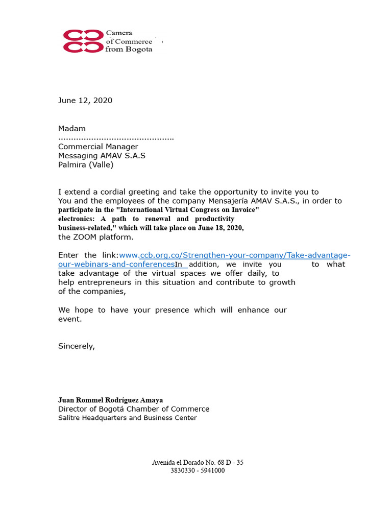 Invitation letter to a virtual event | PDF