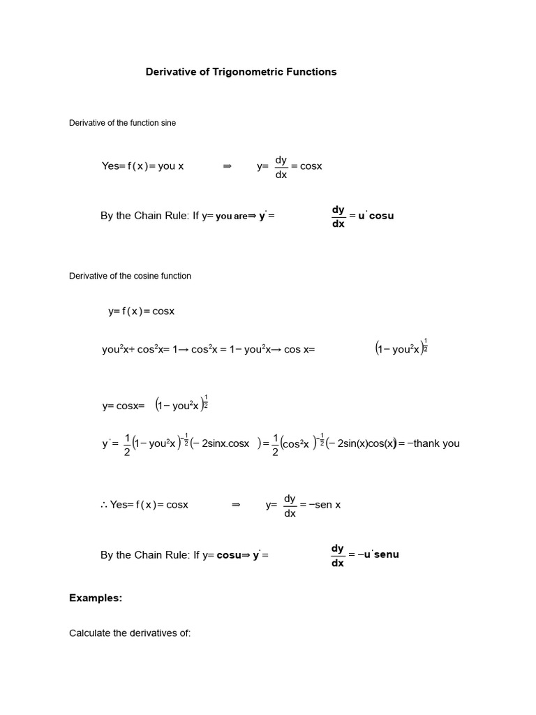 Class 8 - Derivative of Trigonometric Functions | PDF | Trigonometric ...