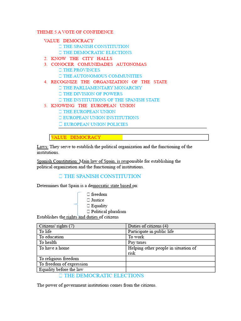 Topic 5 A Vote of Confidence | PDF | Citizenship | Democracy