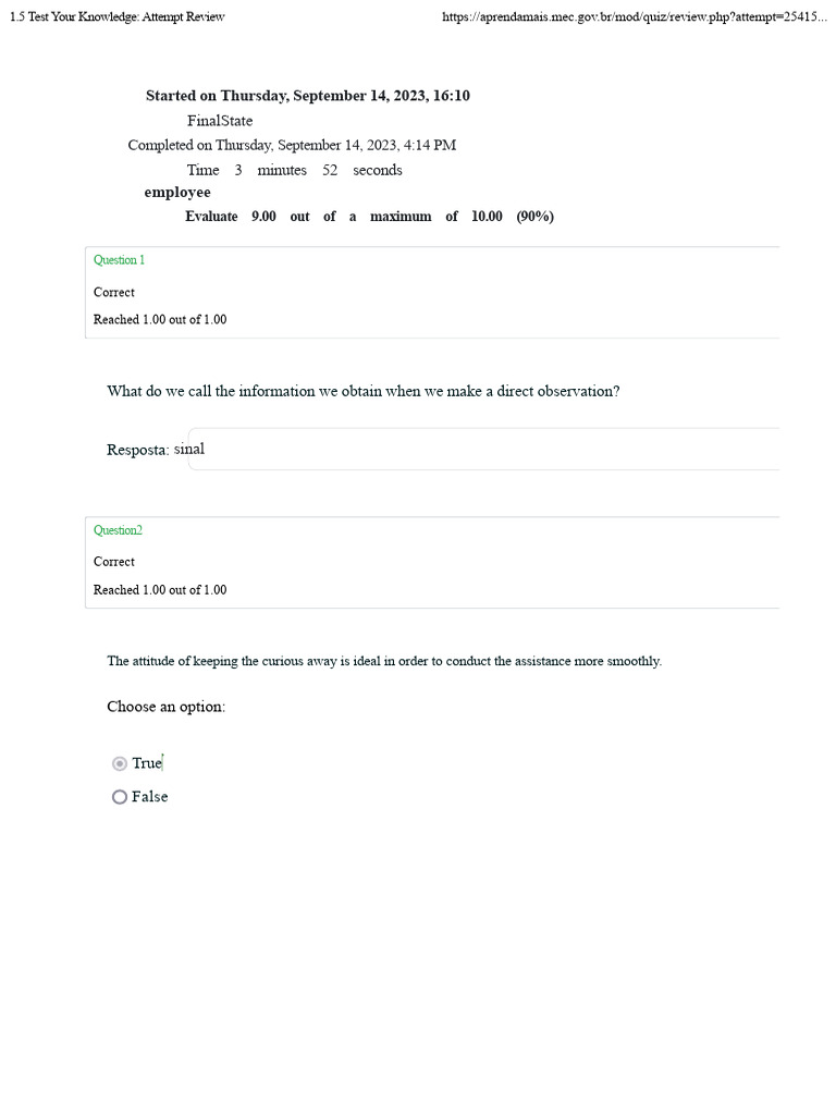 1.5 Test Your Knowledge First Aid Attempt Review | PDF | First Aid